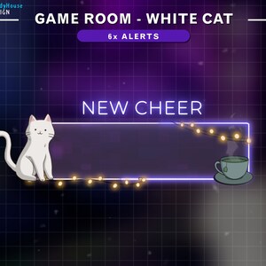 Animated Cute White Cat Twitch Alerts, Cute Cat Stream Alerts - Etsy