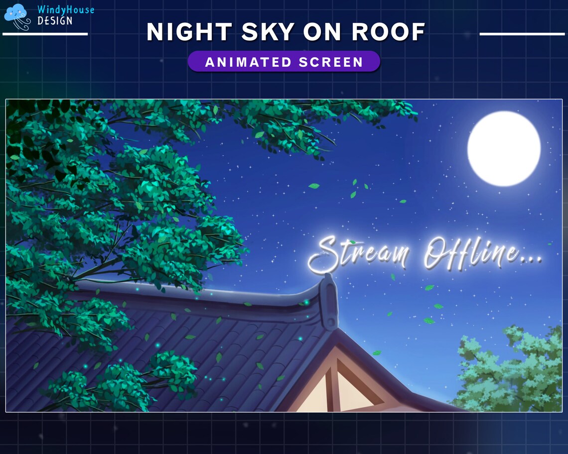 Animated Stream Screens Night Sky on Roof, Animated Twitch Screens ...