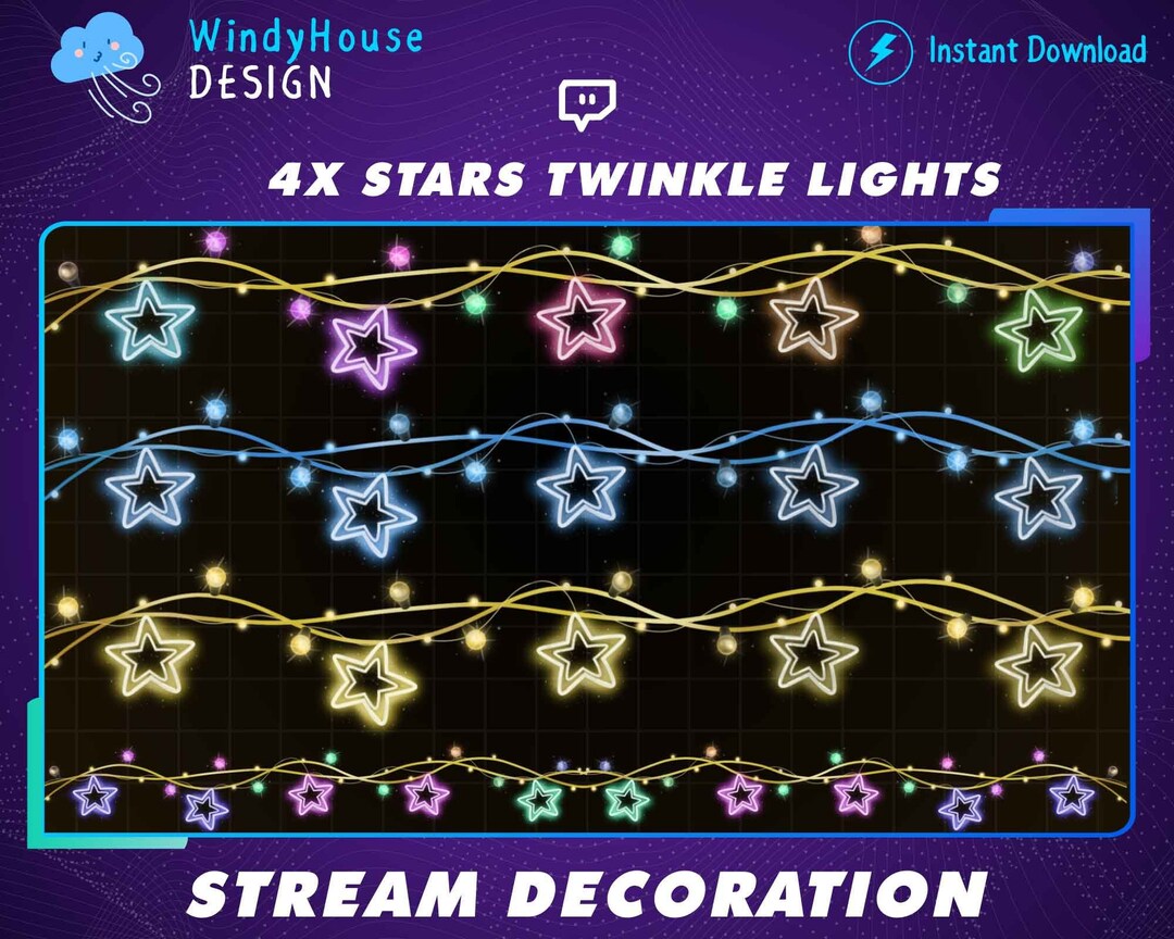 4x Animated Christmas Twinkle Lights Twitch Stream Decoration, Star ...