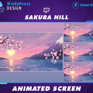 ANIMATED Sakura Hill Twitch Stream Package, Sakura Twitch Overlays ...