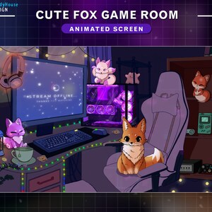 Animated Cute Fox Game Room Twitch Stream Screen ,lo-fi Room, Cozy Room ...