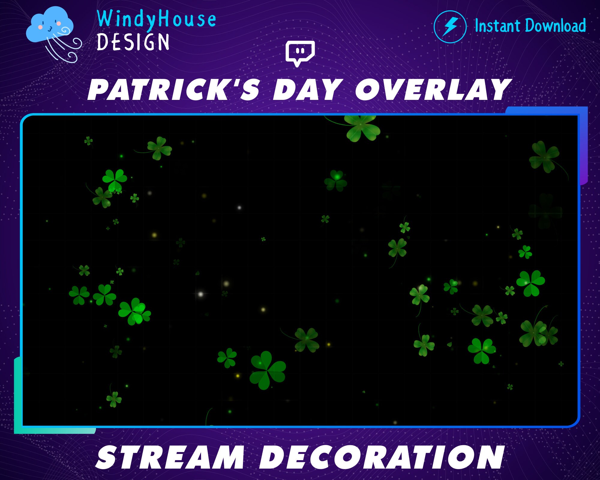 3x Animated Four Leaf Clover Twitch Overlay Stream Decoration - Etsy