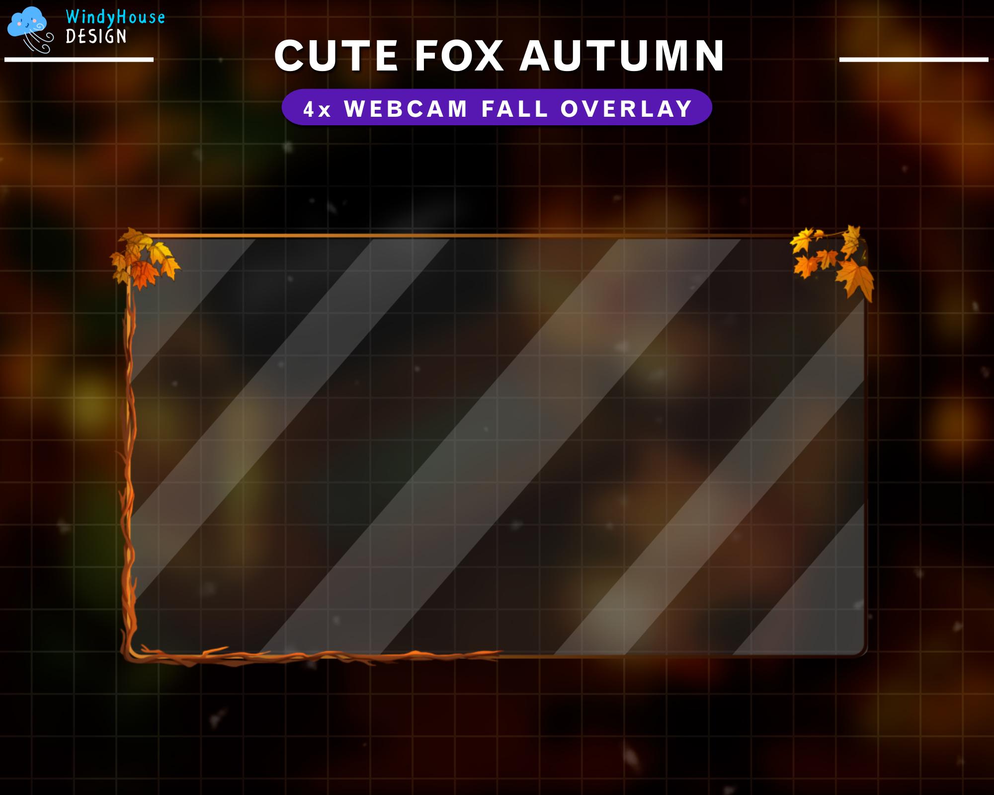 4x Animated Fall Fox Webcam Overlay, Webcam Border for Autumn Twitch ...