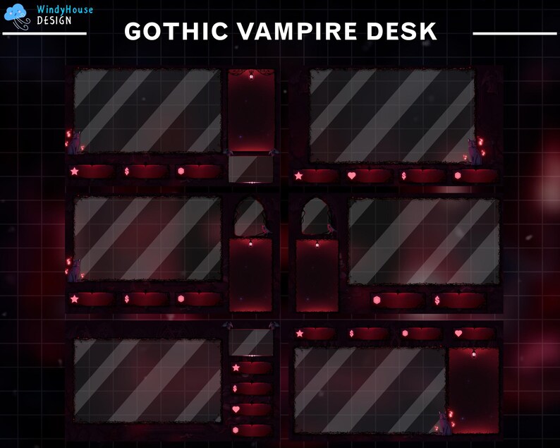 Animated Halloween Vampire Desk Stream Package, Gothic Twitch Overlay ...