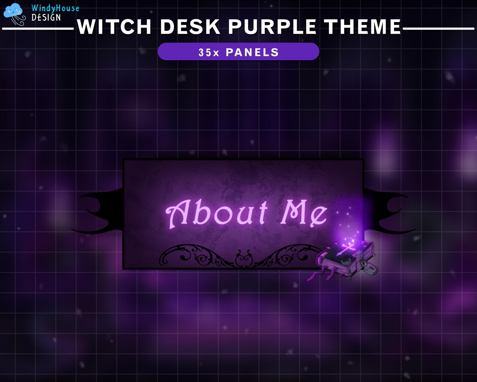 Animated Witch Desk Purple Stream Package, Halloween Gothic Twitch ...