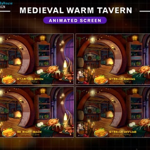 Animated Cozy Tavern Twitch Overlay Stream Screen, Medieval Fantasy ...