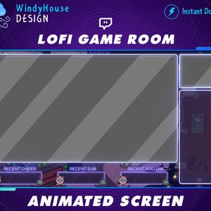 Cozy Twitch Overlay Stream Package, Cozy Gaming Room Purple Twitch ...