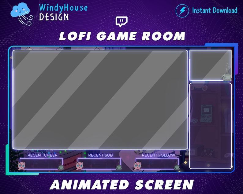 Cozy Twitch Overlay Stream Package Cozy Gaming Room Purple - Etsy
