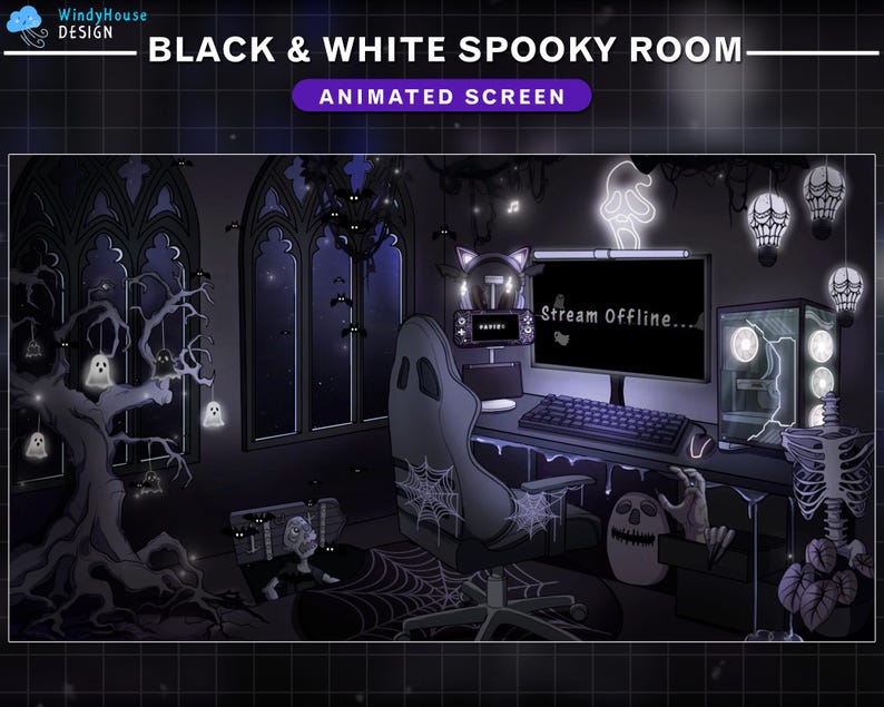 Animated Twitch Screens Halloween Room Black and White Theme, Creepy ...