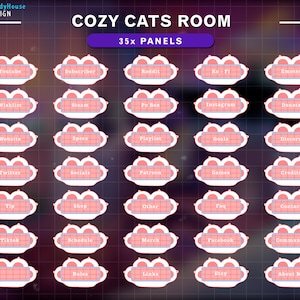 Animated Stream Package Cozy Cats Room , Cozy Bedroom Twitch Overlay ...