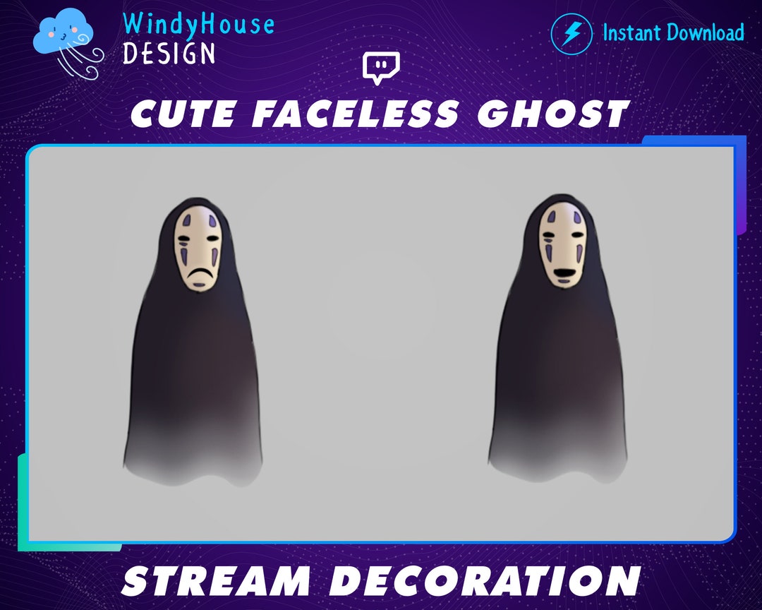 Animated Cute Faceless Ghost Stream Decoration, Witchy, Ghost ...