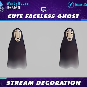 Animated Cute Faceless Ghost Stream Decoration, Witchy, Ghost ...