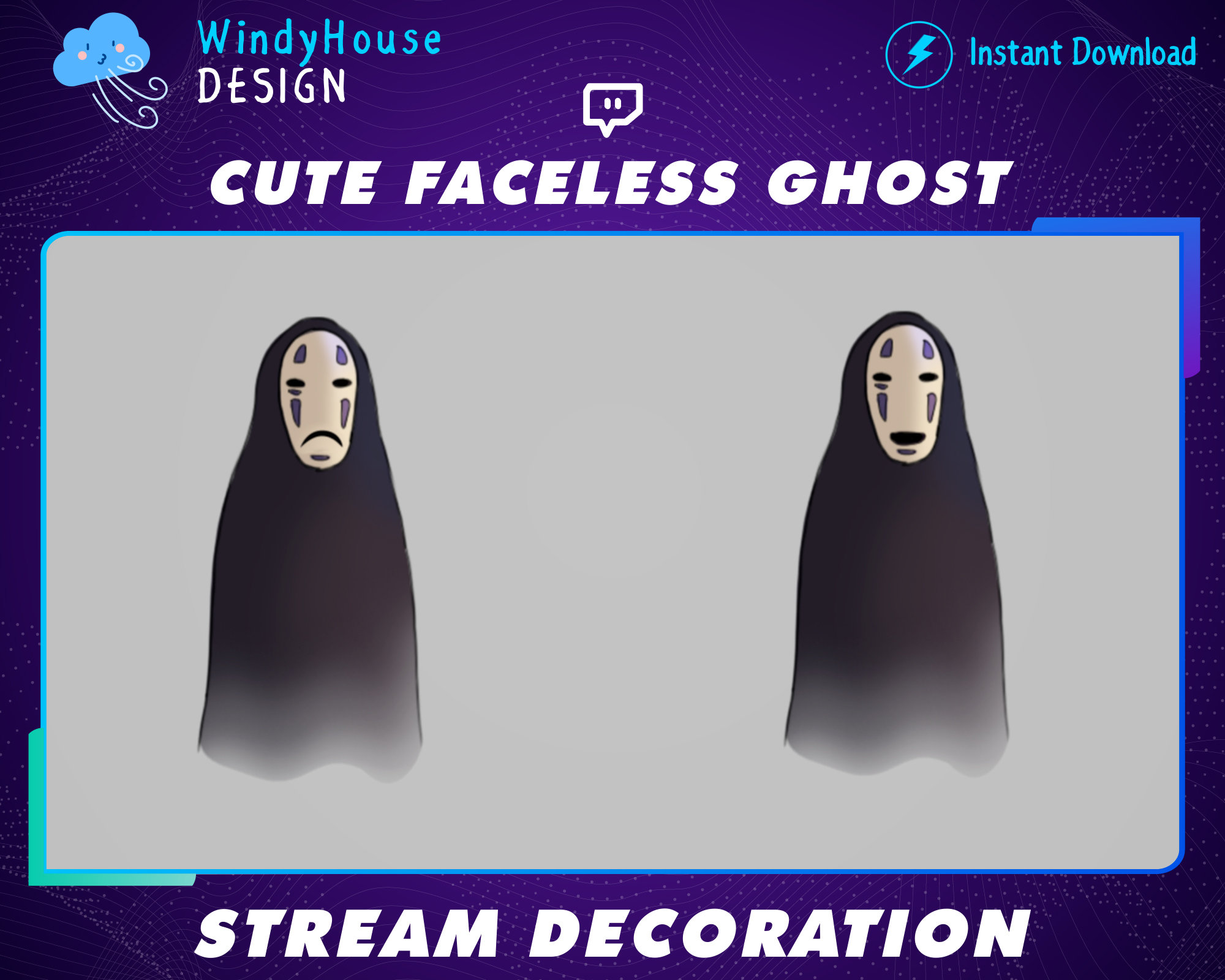 Animated Cute Faceless Ghost Stream Decoration Witchy Ghost - Etsy