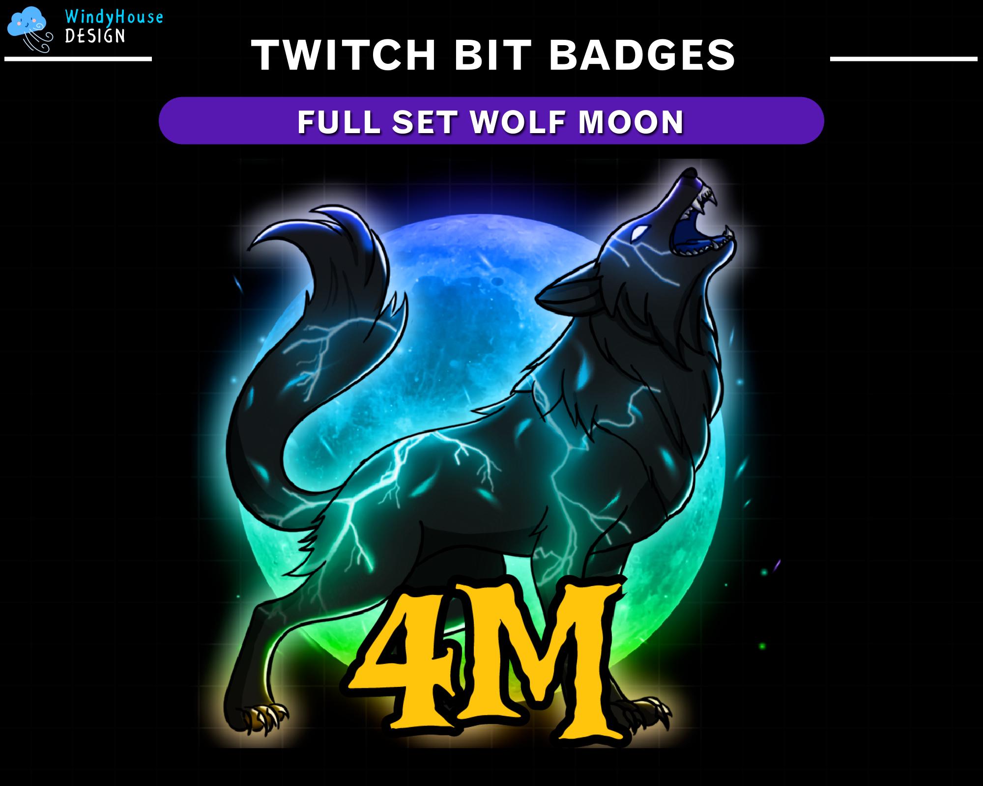 Full Set Wolf Moon Twitch Bit Badges/ Wolf Twitch Badges/ Wolf Badge ...