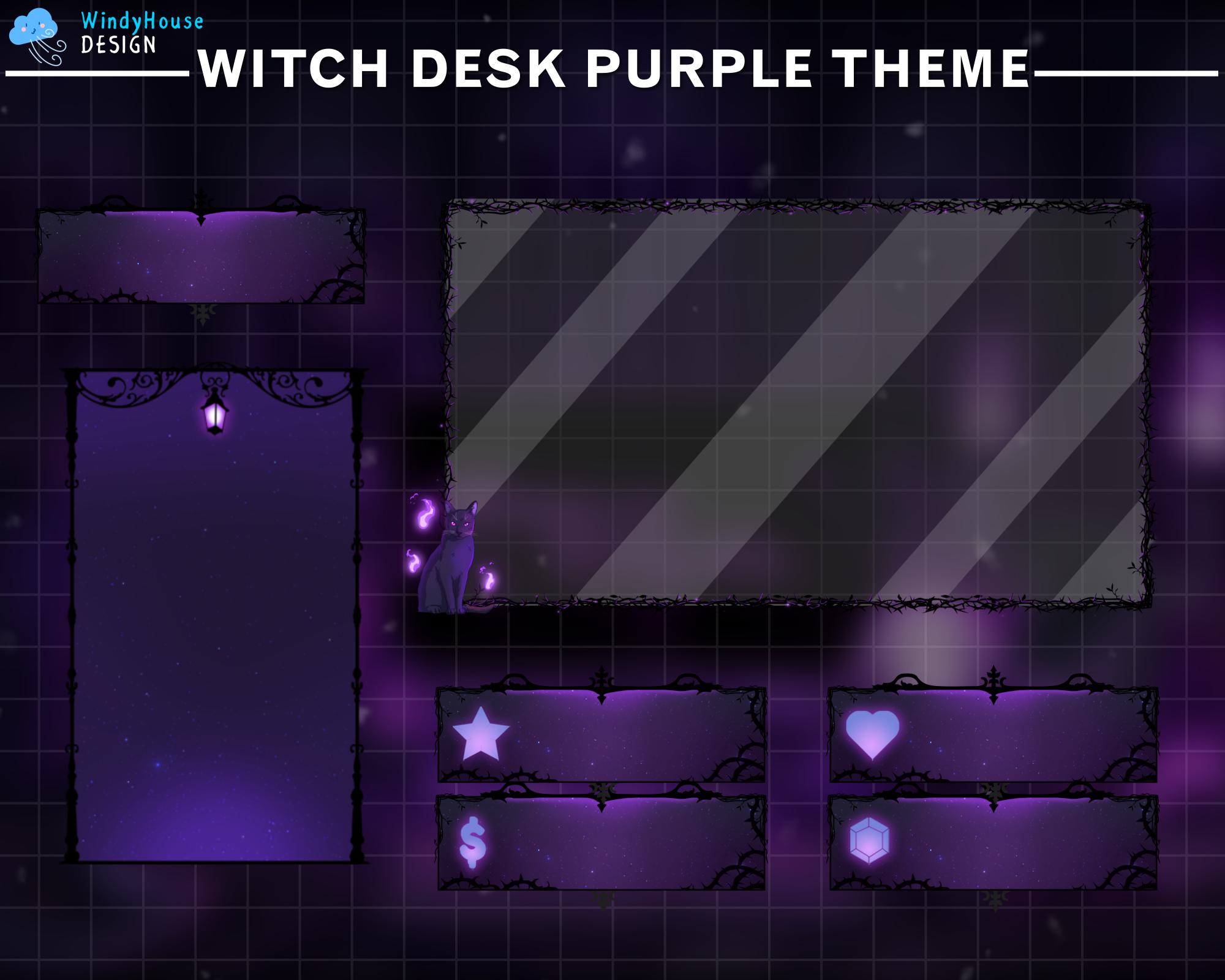 Animated Witch Desk Purple Stream Package, Halloween Gothic Twitch ...