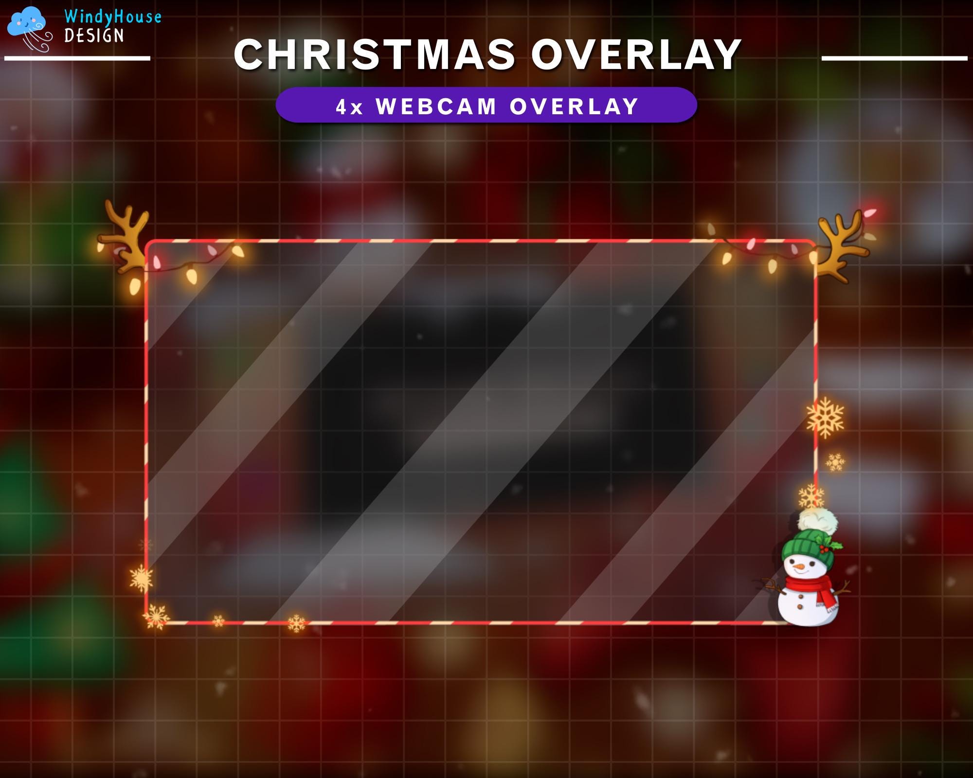 4x Animated Christmas Webcam Overlays, Xmas Cute Facecam With ...