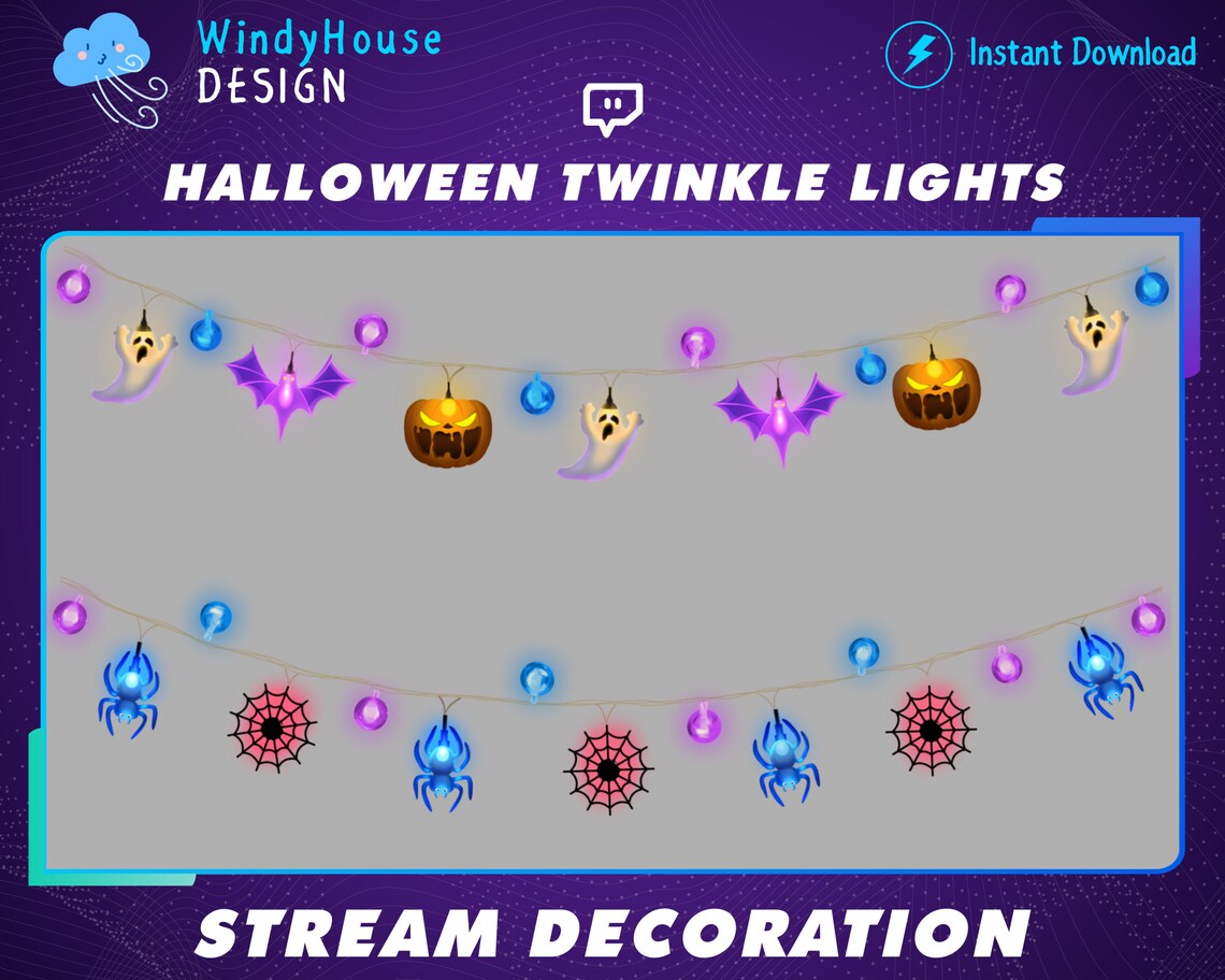 Halloween Twinkle Lights Twitch Stream Decoration Ghosts - Etsy