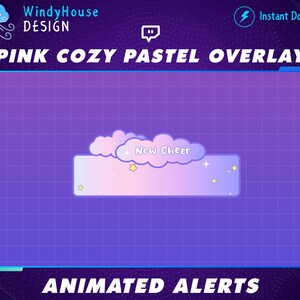Pink Cozy Pastel Twitch Overlay Stream Alerts, Moon Twitch Overlay ...