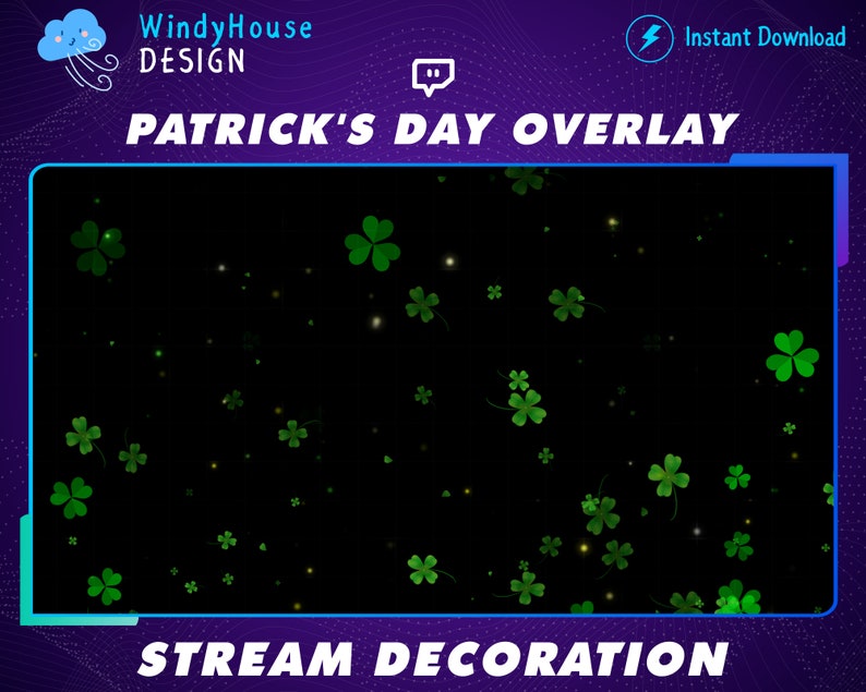 3x Animated Four Leaf Clover Twitch Overlay Stream Decoration - Etsy