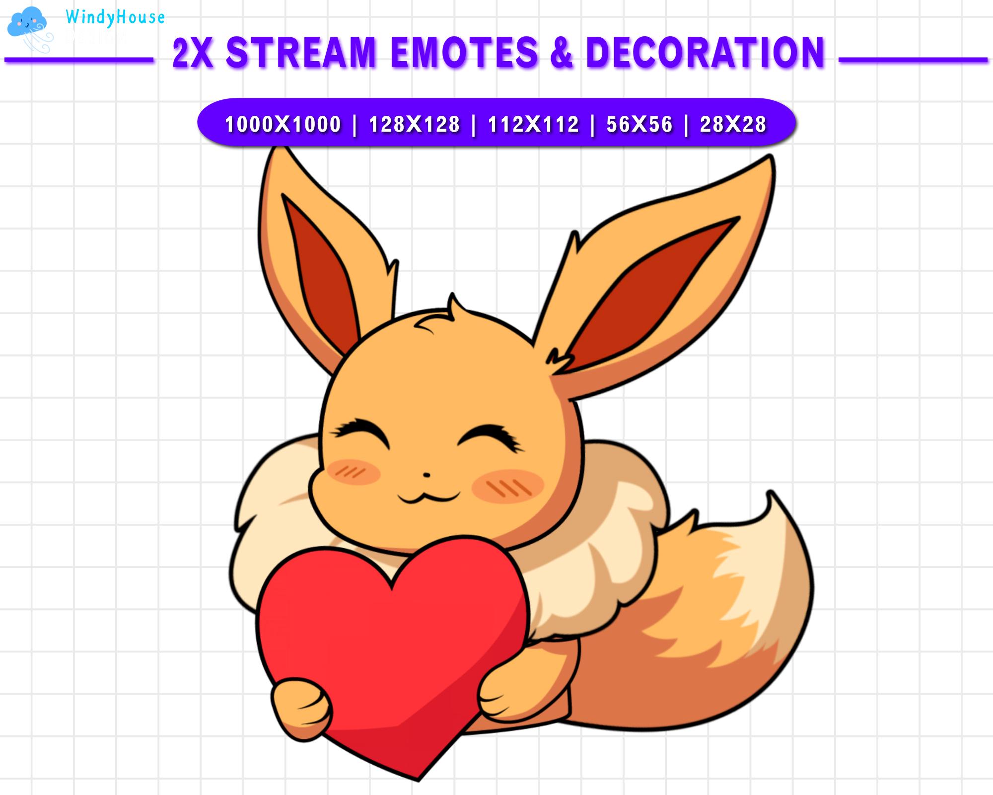 2x Animated Twitch Emote Eevee Heart, Eevee Love Twitch Emotes, Cute ...
