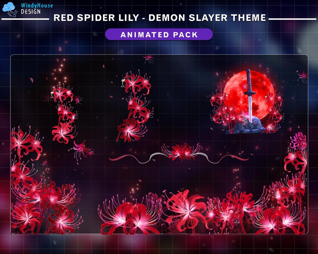 Animated Stream Decoration Red Spider Lily Field, Demon Slayer Sword ...