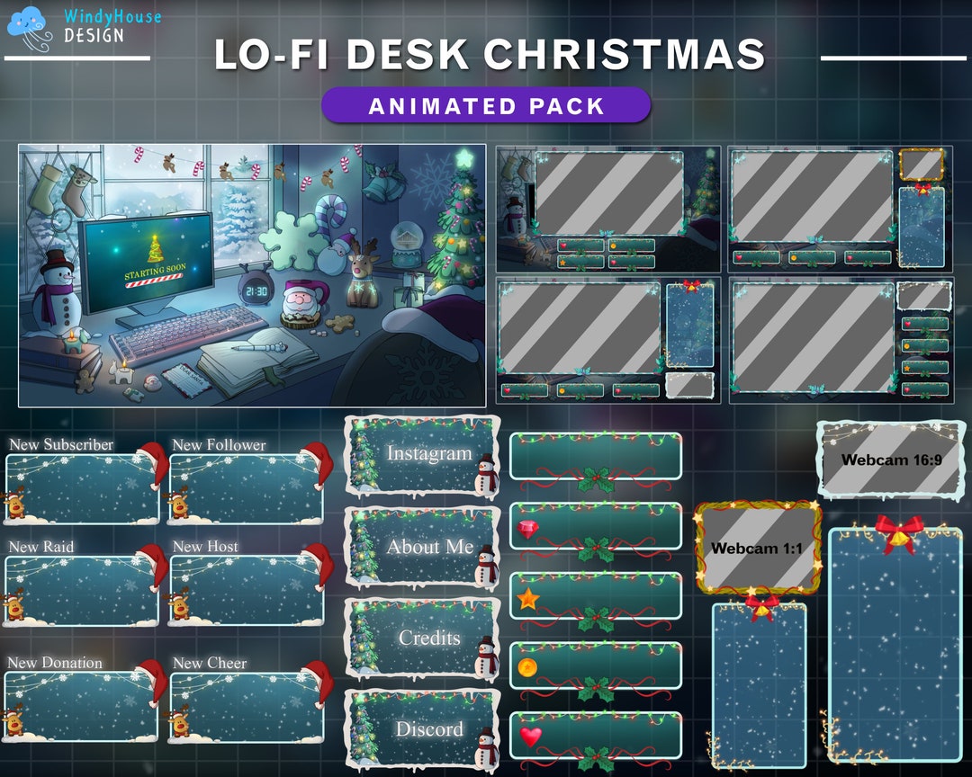 Animated Stream Package Christmas Lo-fi Desk, Christmas Room Twitch ...