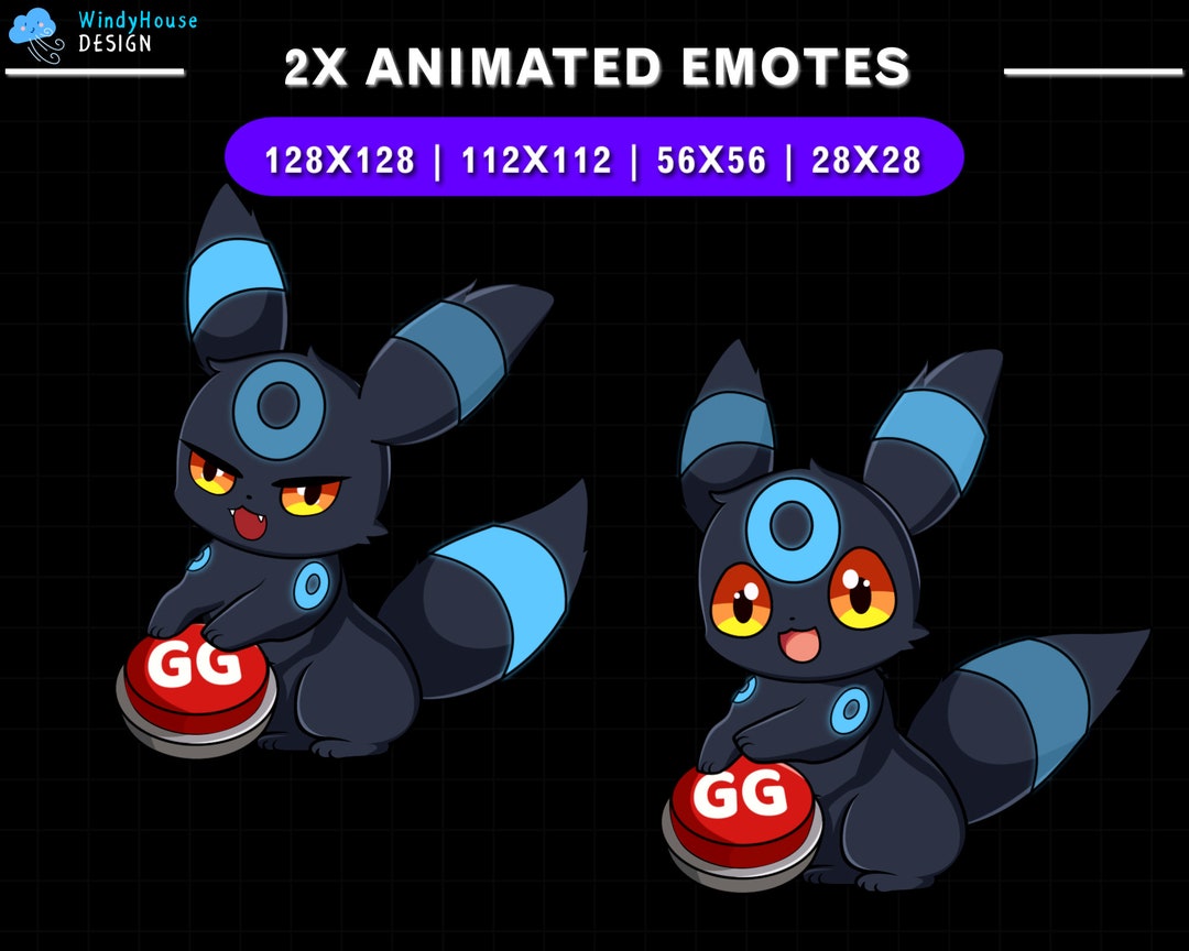 2x Animated Umbreon GG Twitch Emote, Eevee Emotes, Cute Kawaii Pokemon ...