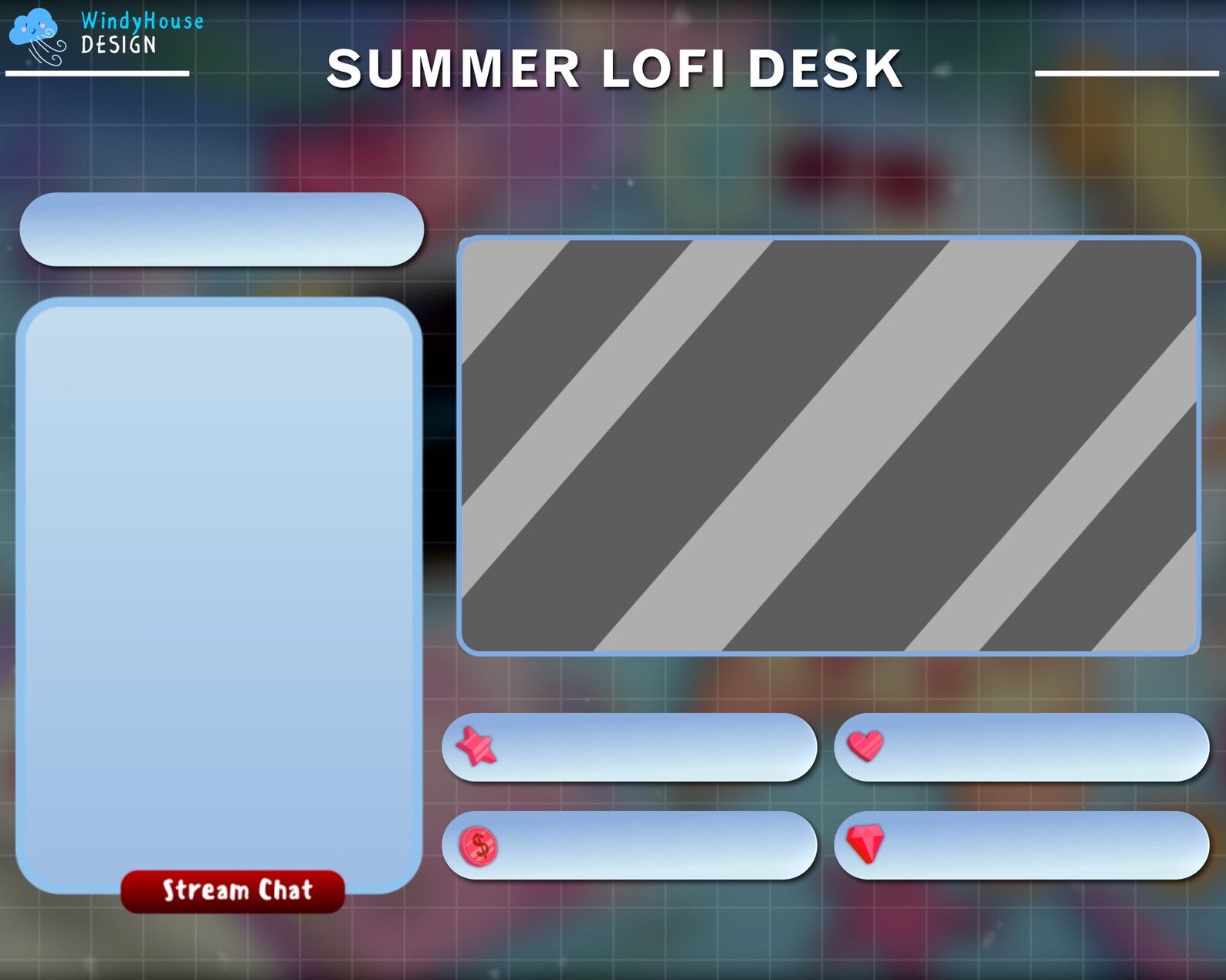 Animated Twitch Overlay Summer Lo-fi Desk, Animated Stream Package Cozy ...