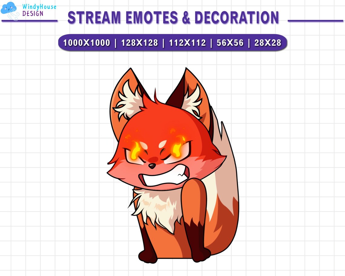10x Animated Twitch Fox Emotes, Cute Fox Emote Pack for Streamers ...