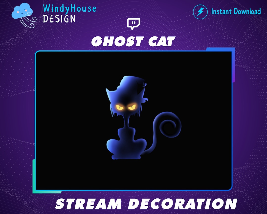 Animated Ghost Cat Stream Decoration, Witchy, Ghost, Haloween, Kawaii ...