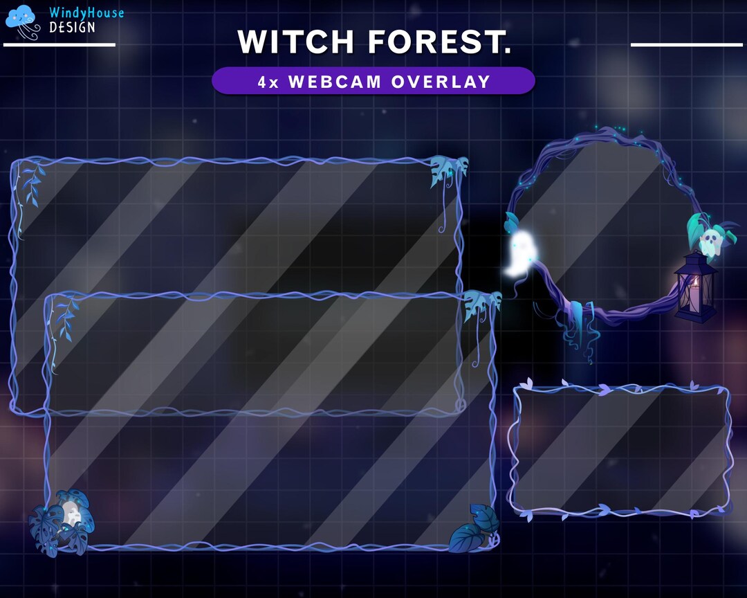4x Animated Cute Ghost Webcam Overlay, Webcam Border for Witchy Twitch ...