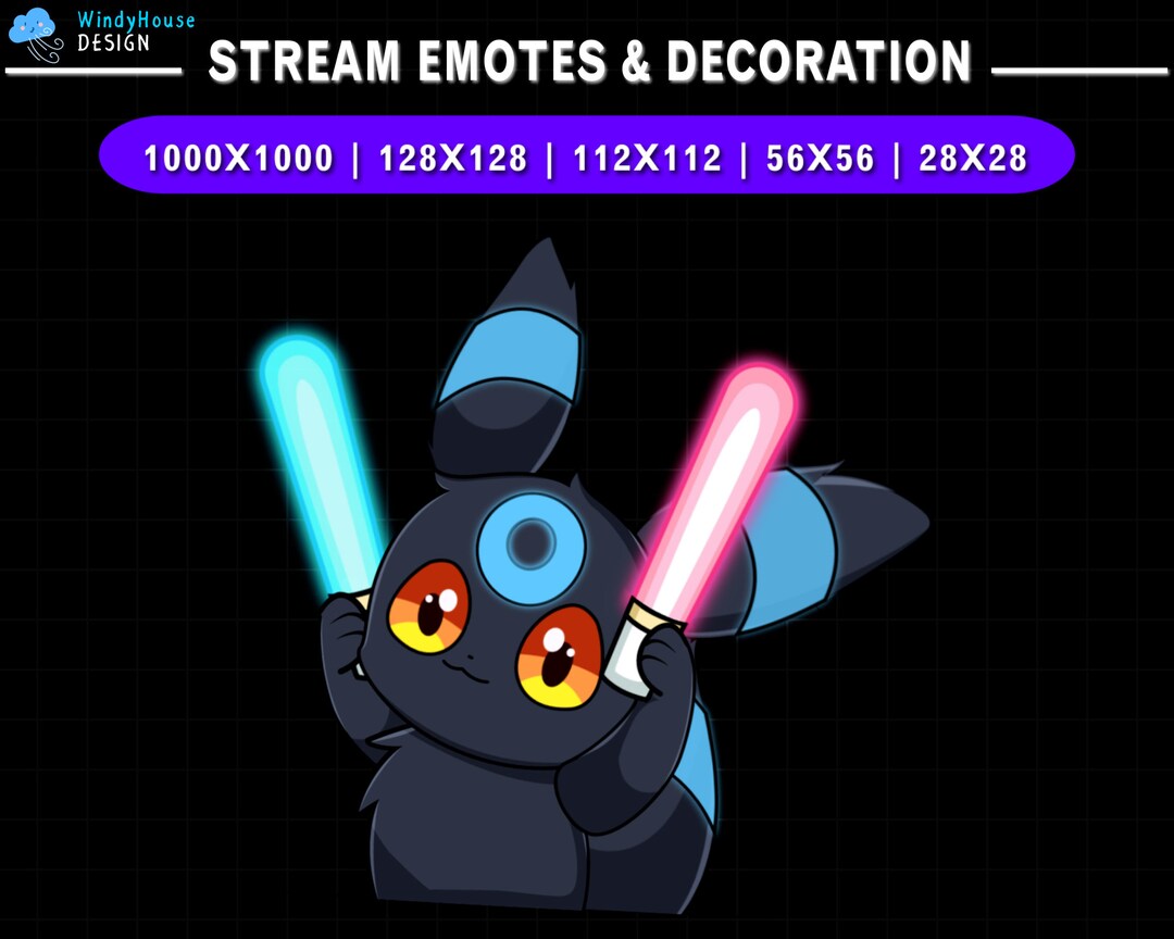 Animated Umbreon Cheering Twitch Emote, Eevee Emotes, Cute Kawaii ...