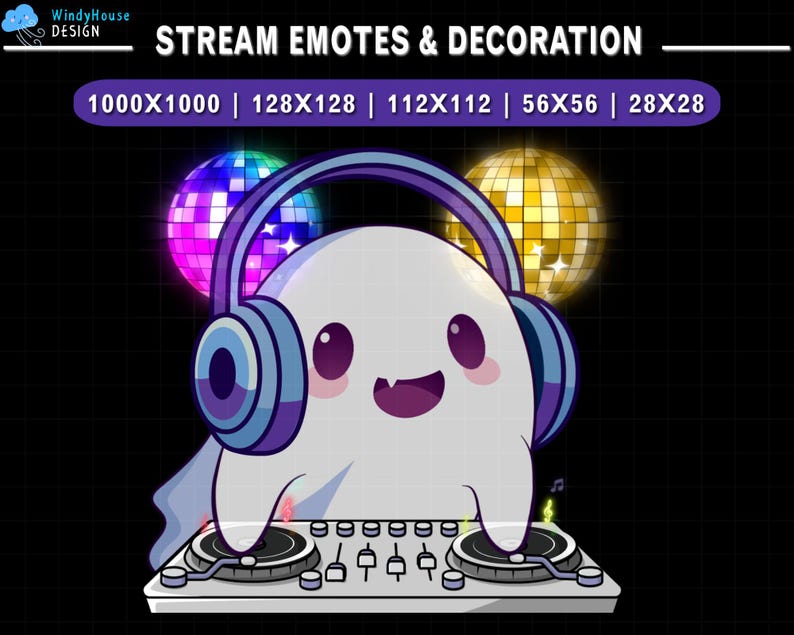 Animated Ghost DJ Twitch Emote: Halloween Discord Overlay (GIF & WEBM ...