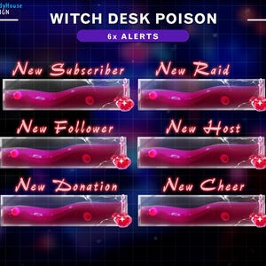 Animated Stream Package Witch Desk Poison, Halloween Desk Twitch Overlay , Gothic Overlay With ...