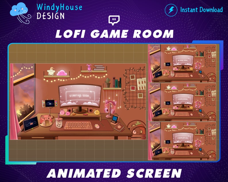 Animated Cozy Gaming Room Twitch Stream Screens Aesthetic - Etsy