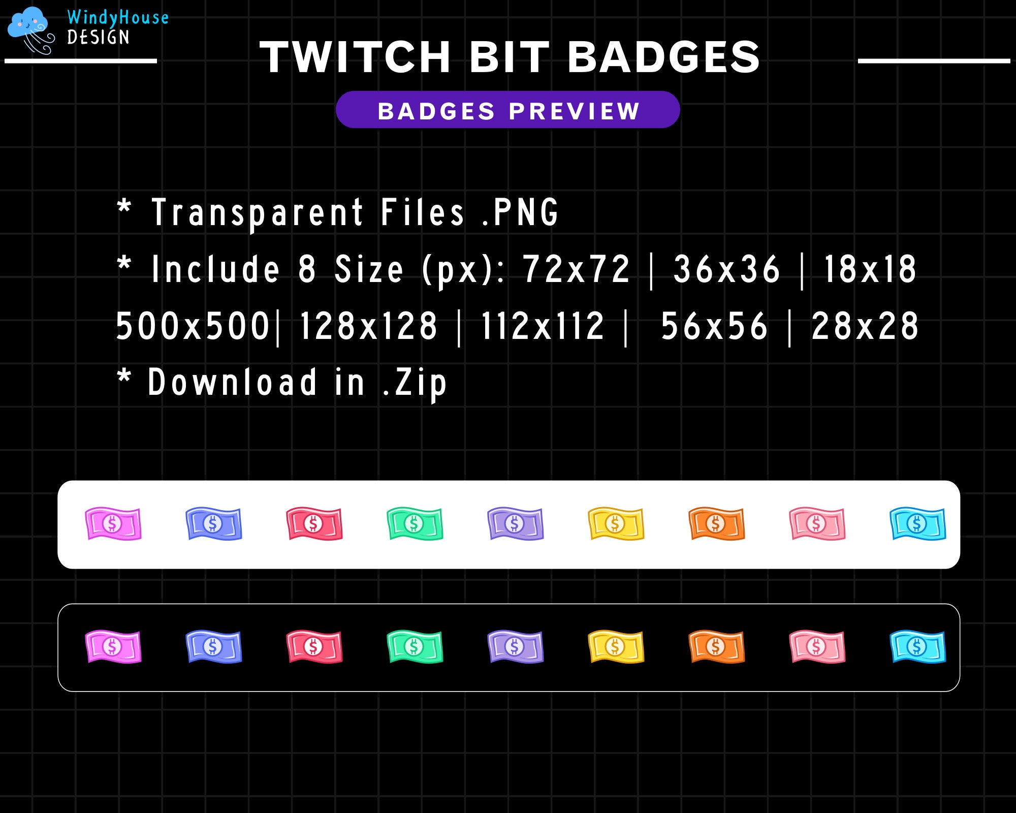 20x Colorful Dollars Twitch Bit Badges, Money Twitch Sub Badges - Etsy