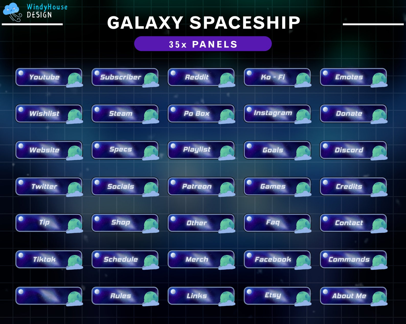 Animated Stream Package Lo-fi Spaceship, Animated Twitch Overlay Galaxy ...