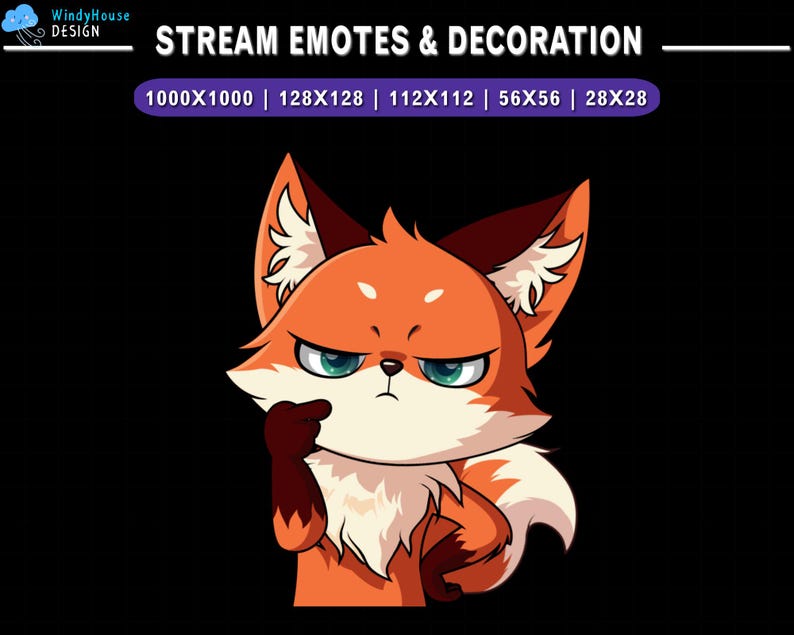 Sassy Fox Animated Twitch Emote, Cute Fox Discord Emote for Streamers ...