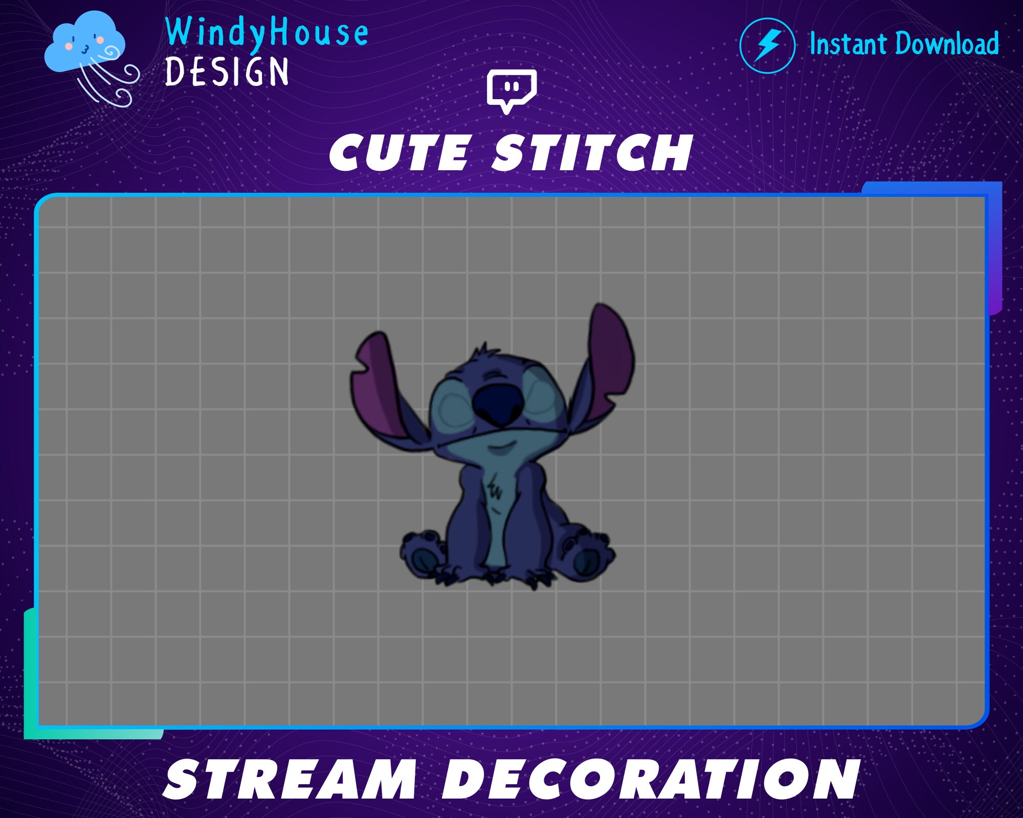 Animated Stitch Stream Decoration, Cute Stitch Twitch Overlay, Animals ...