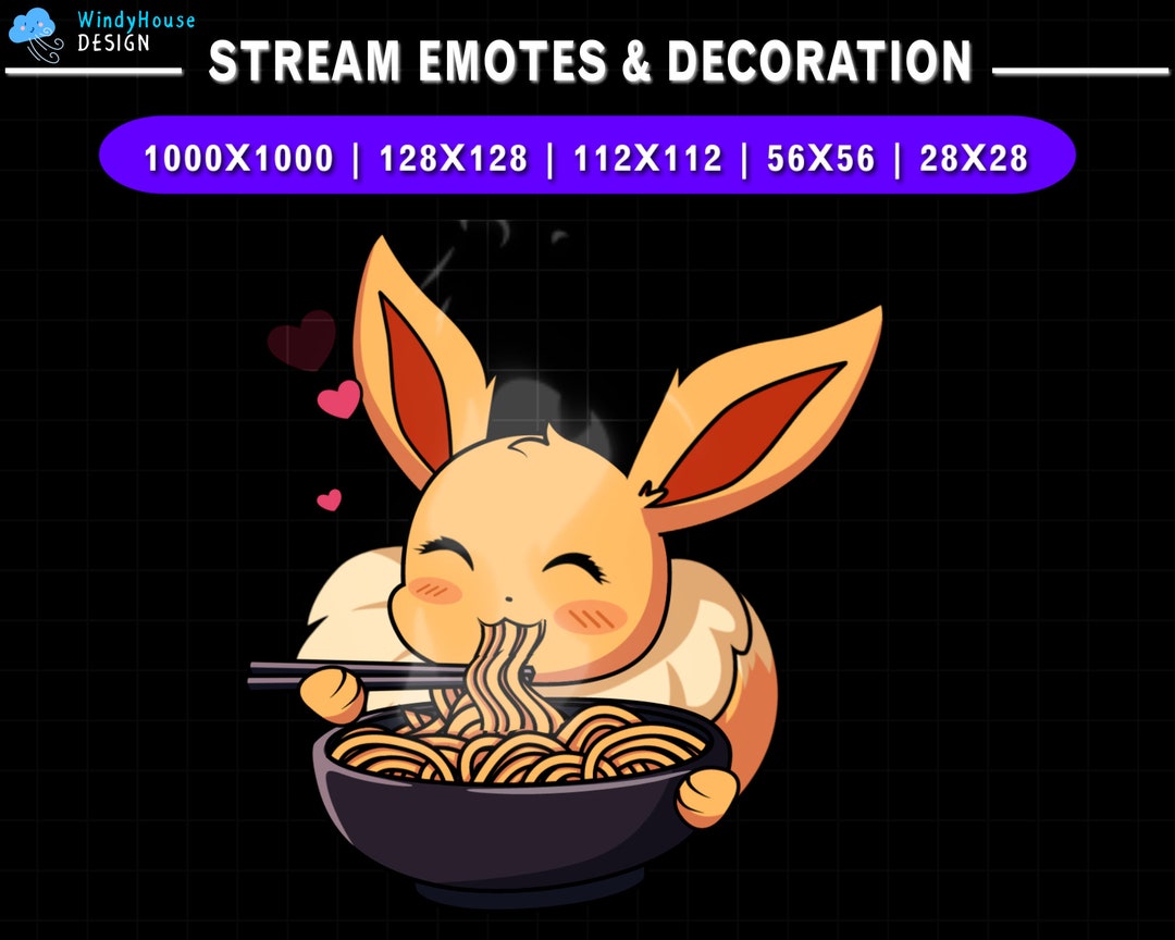 Animated Twitch Emote, Stream Decoration Eevee Eating Ramen, Eevee ...