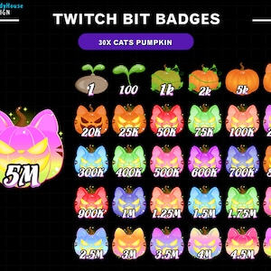 30x Pumpkin Cat Twitch Bit Badges / Complete Twitch Bit Badges Set ...