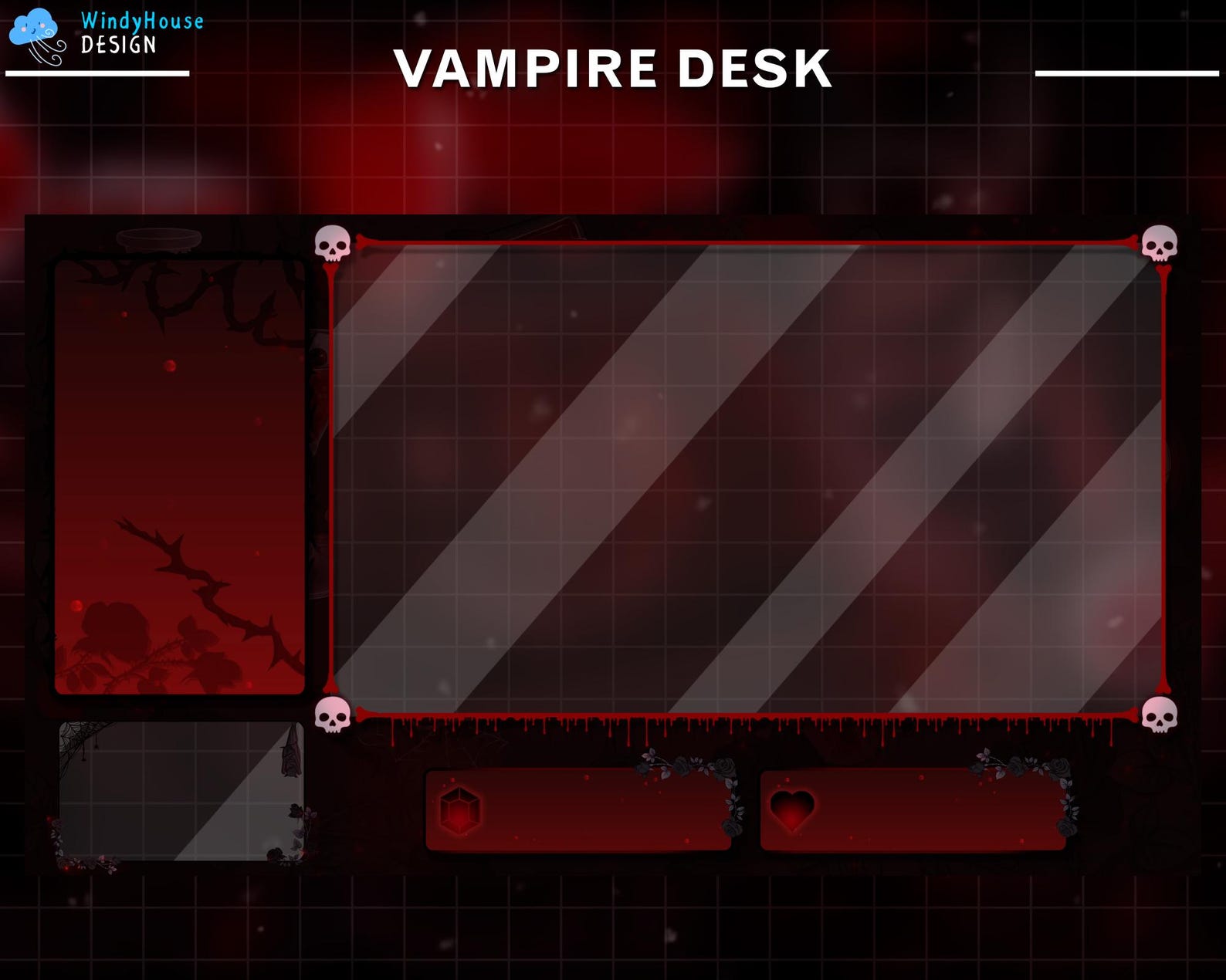 Animated Halloween Vampire Desk Stream Package, Gothic Twitch Overlay ...