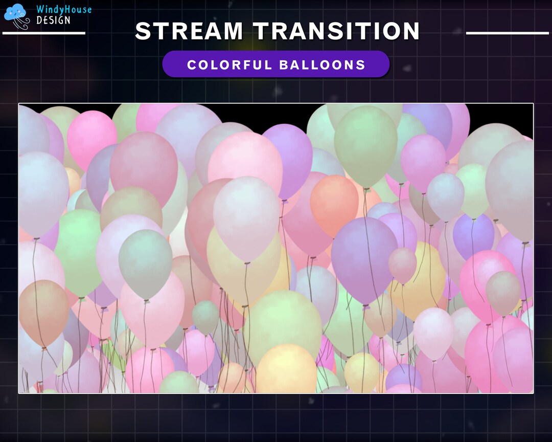 Animated Stream Transition Colorful Balloons, Twitch OBS Scenes Stinger ...