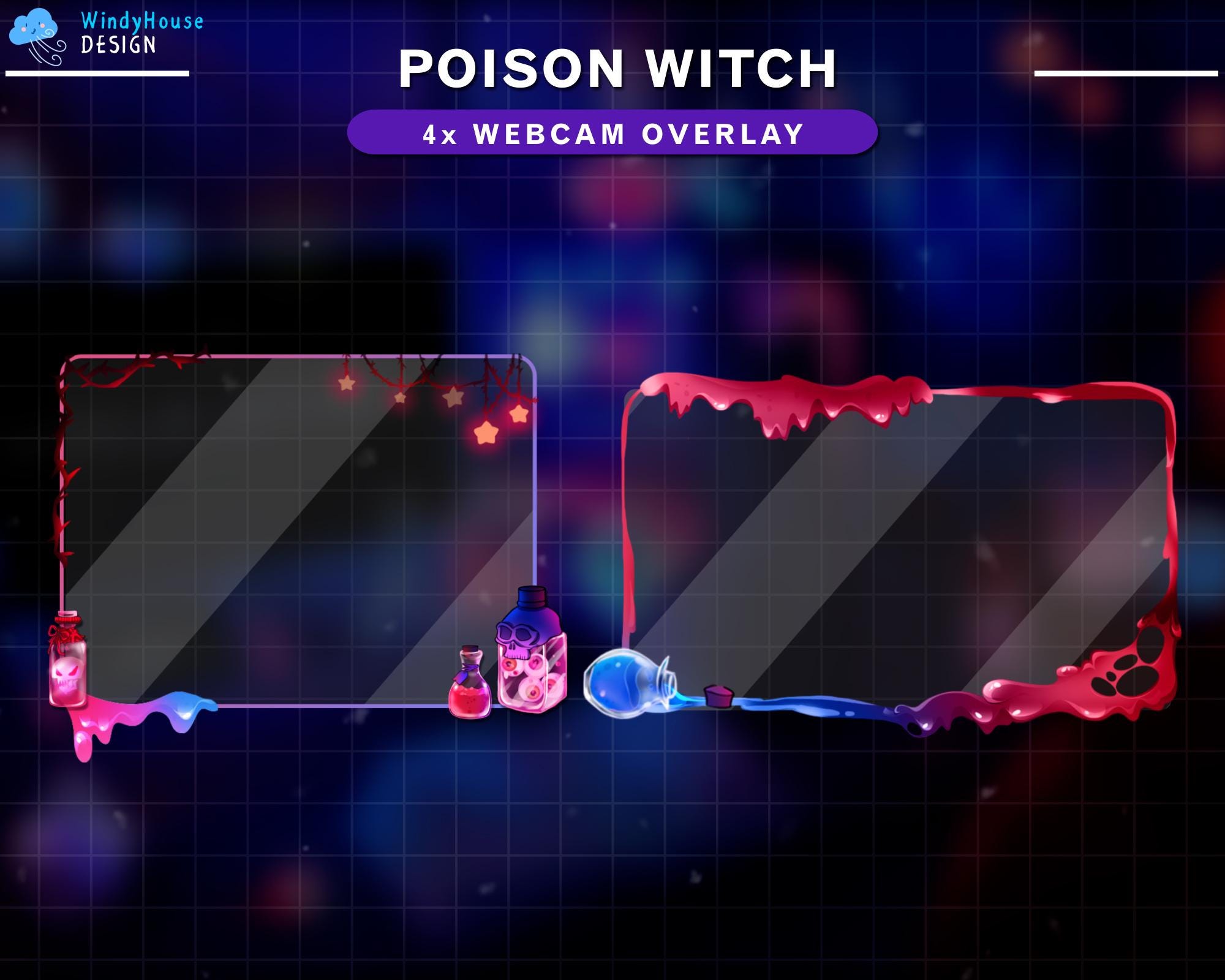 4x Animated Witchy Webcam Overlay, Halloween Webcam Border for Twitch ...