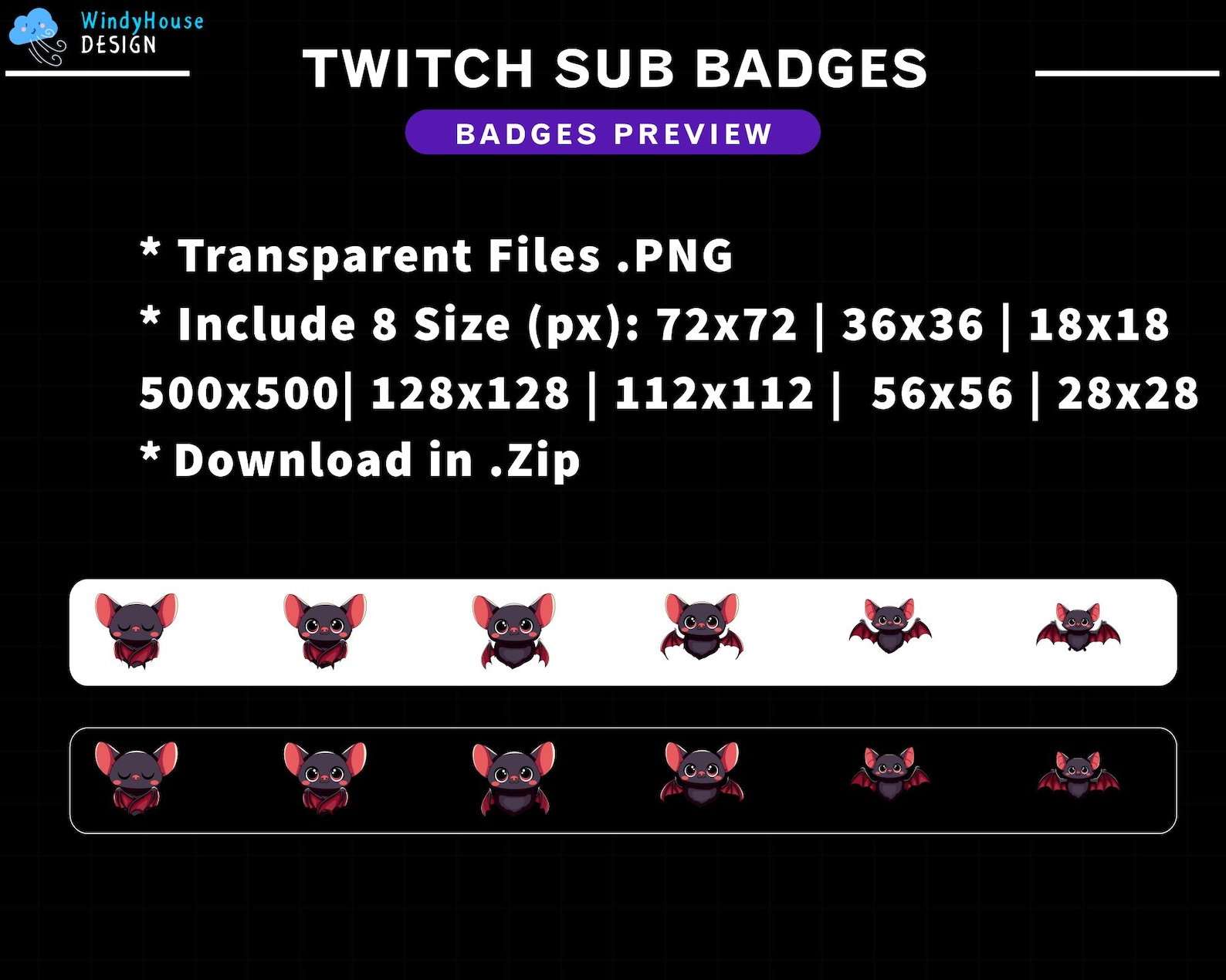 Devil Bat Twitch Sub Badges/ Bat Twitch Sub Badges Set/ Bat Twitch Bit ...