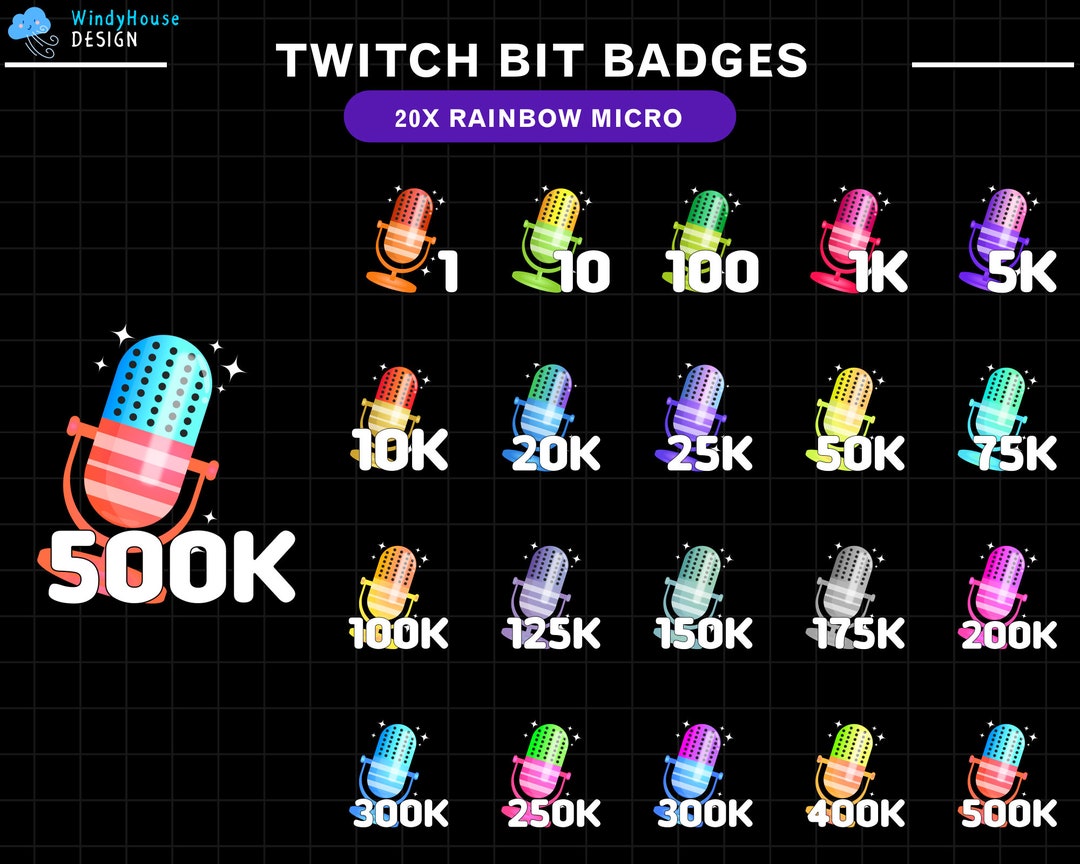 20x Rainbow Micro Twitch Bit Badges, Colorful Sub Badges for Streamers, Youtubers & Discord - Etsy