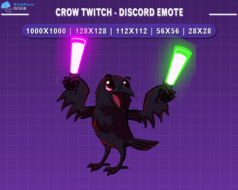 Crow Cheering Animated Twitch Emote, Halloween Emotes, Raven Emojis for ...