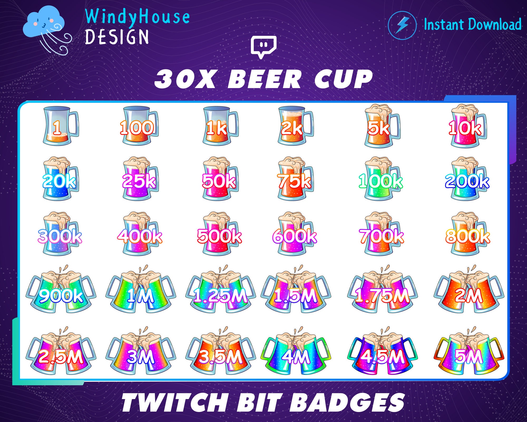 30x Beer Cup Twitch Bit Badges / Complete Twitch Bit Badges - Etsy