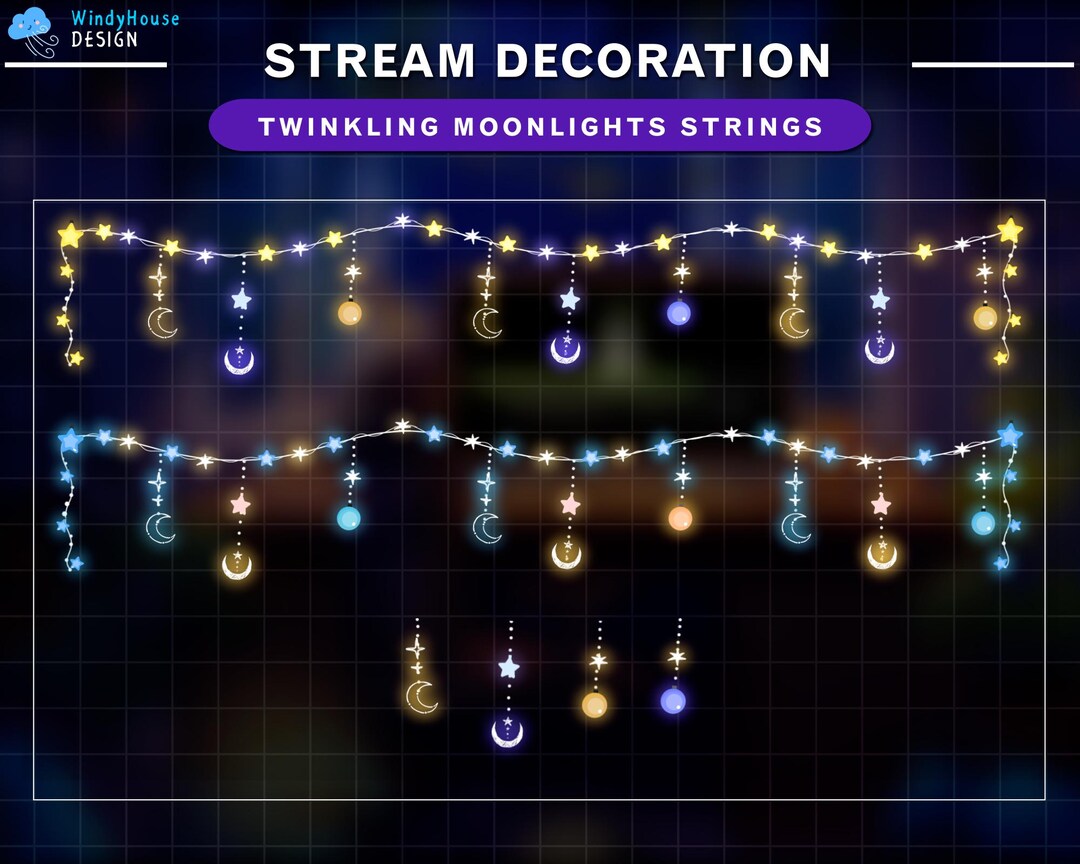 Twinkling Moon & Star Lights – Animated String Decoration for Streamers ...