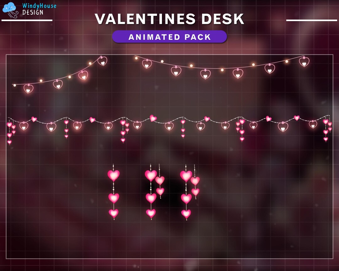 Animated Valentine Twinkle Lights Twitch Stream Decoration, Heart ...